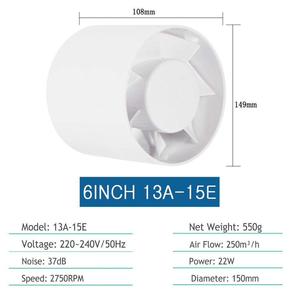 Ronde Thuis Duct Fan 220V Extractor Booster Voor R... – Vicedeal
