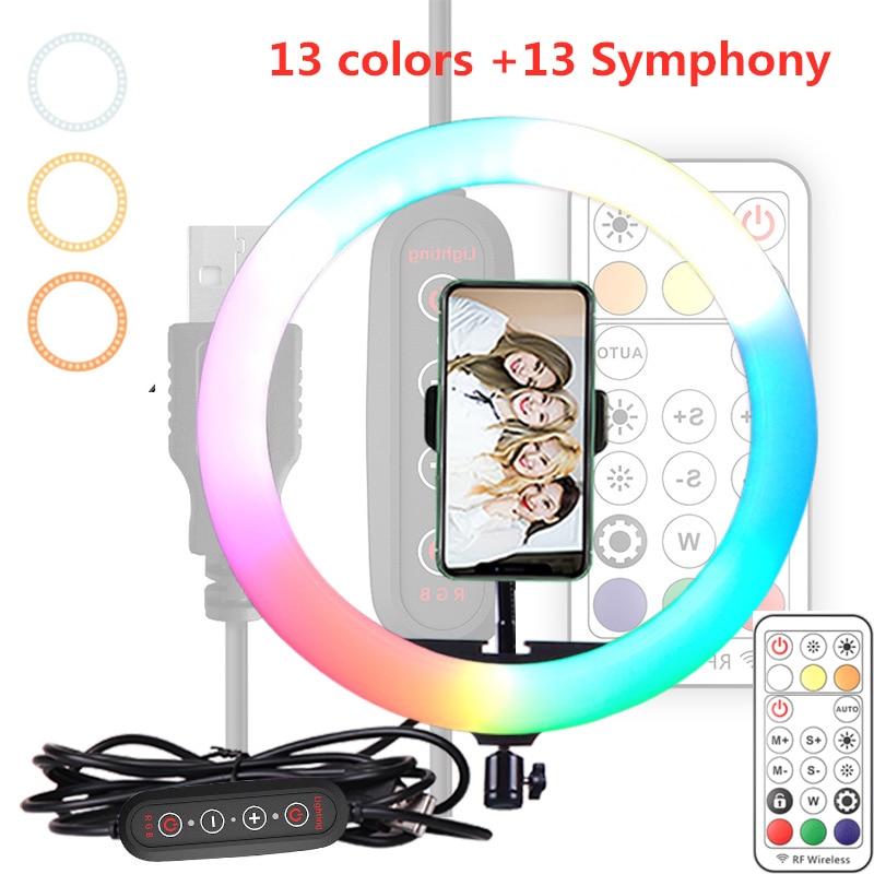 RGB Colorful LED Ring Light 10 Inch 160CM Stand Ra... – Vicedeal