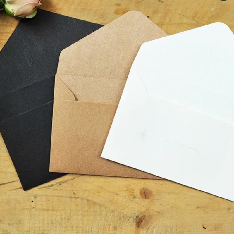 40pcs Envelopes Kraft Paper White Black Blank Wind... – Grandado