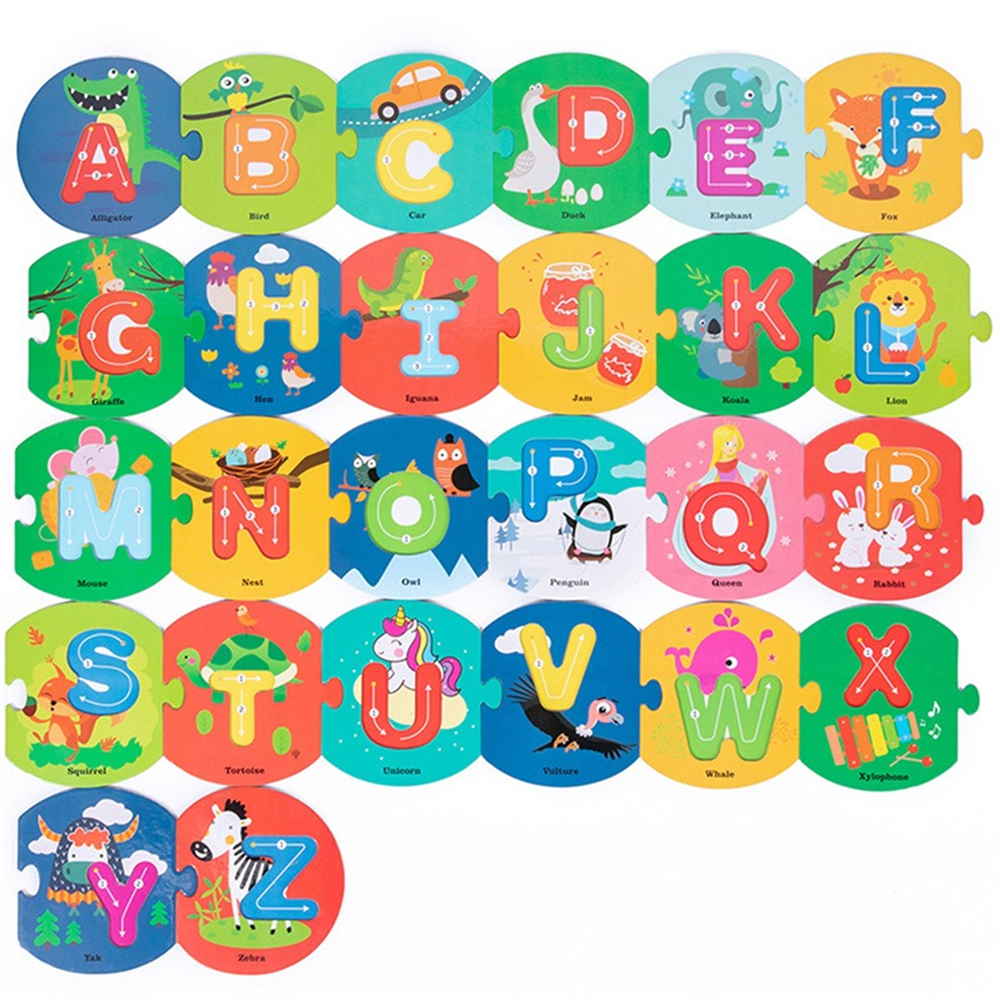 26PCS Wooden Abc Alphabet Letters Animal Match Puz... – Grandado