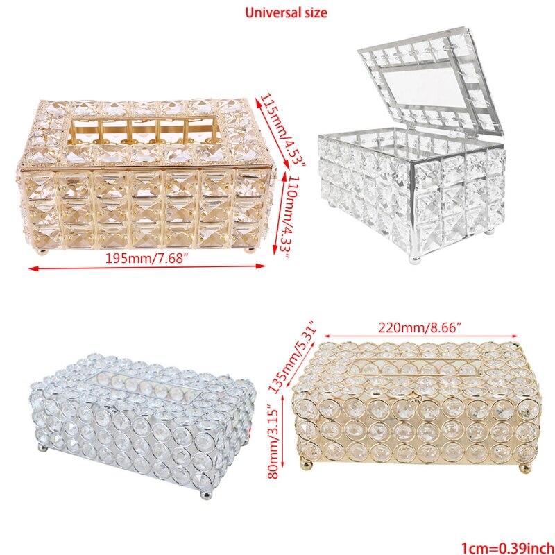 Tissue Box Holder Crystal Cube Napkin Dispenser Be... – Grandado