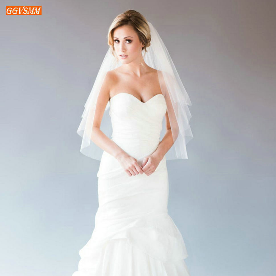 In Stock Purdah Short Wedding Veil Ivory Cheap Two... – Grandado