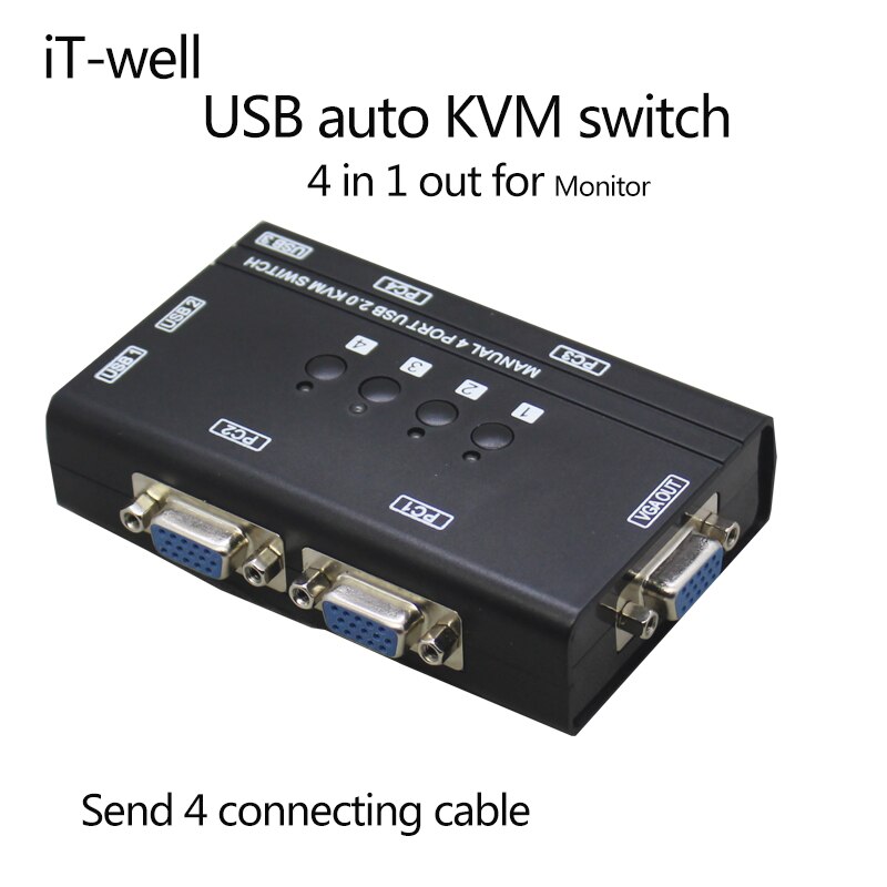 KVM Switch 4 Port AUTO VGA Switch with USB Console... – Grandado
