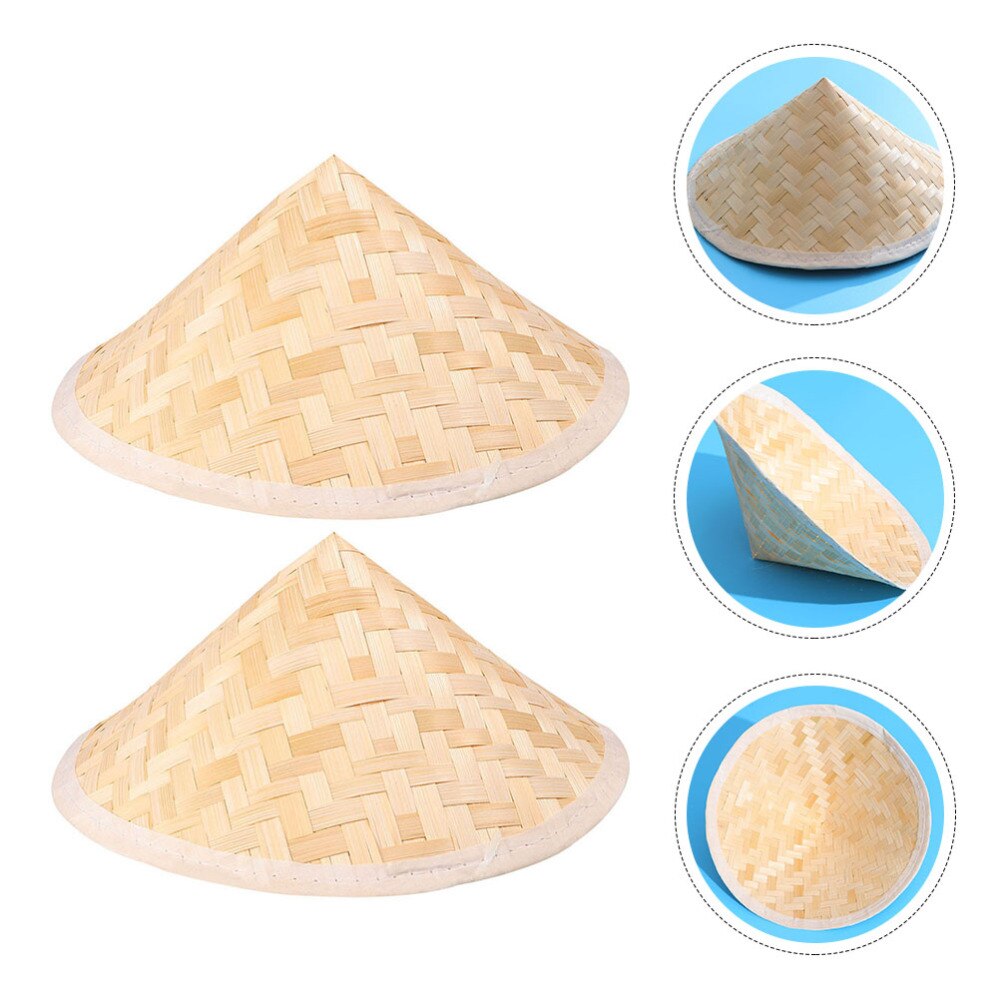 2pcs Bamboo Sun Hats Oriental Style Farmer Fishing... – Grandado