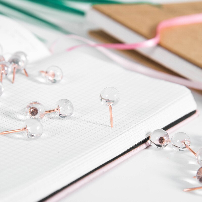 100Pcs Rose Gold Push Pins ThumbTacks Transparent ... – Grandado