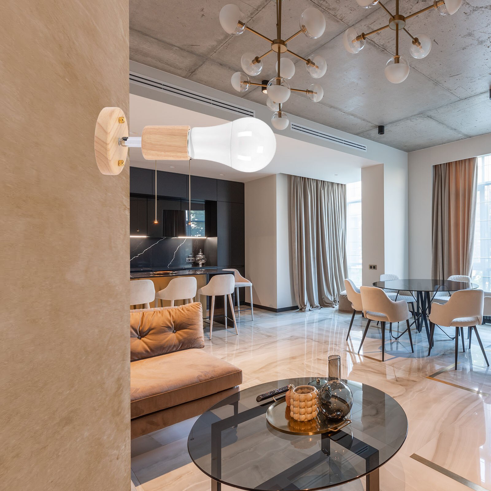 Wood E27 Thread Lamp Holder Rotatable Light Socket... – Vicedeal