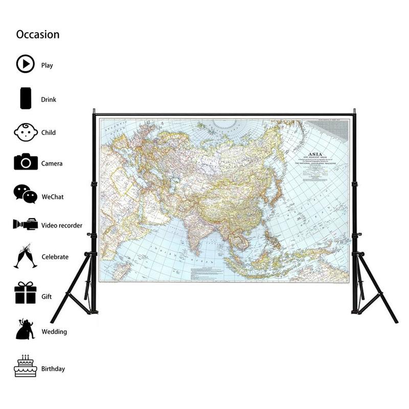 5x7ft Non-woven Spray Map of Asia Home Office Wall... – Grandado