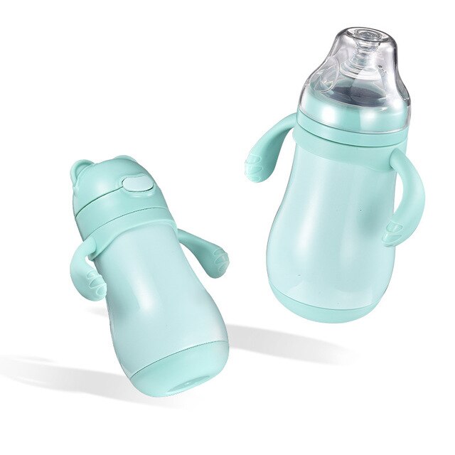 280ml Baby with 2 Cup lid Feeding Cup Stainless St... – Grandado
