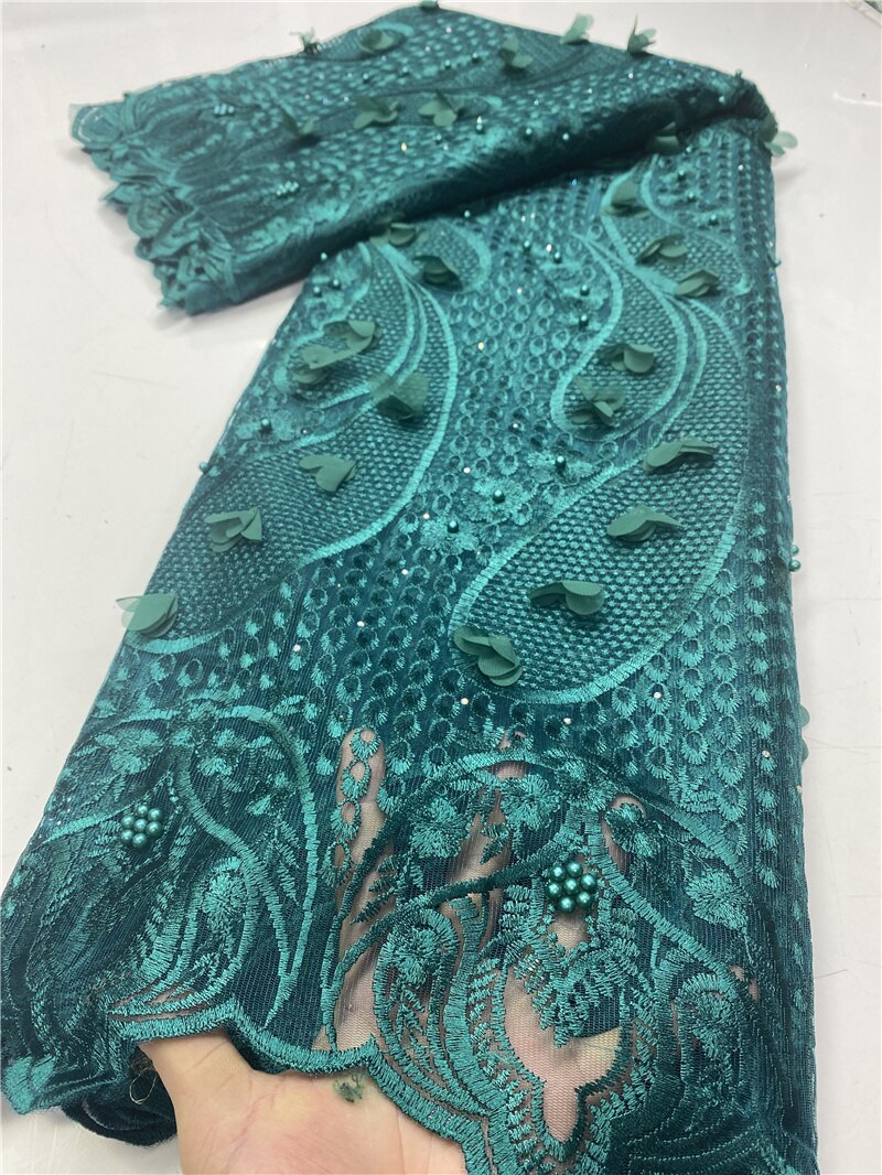 Afrikansk 3d perler blonder stof blonder fransk ne... – Vicedeal