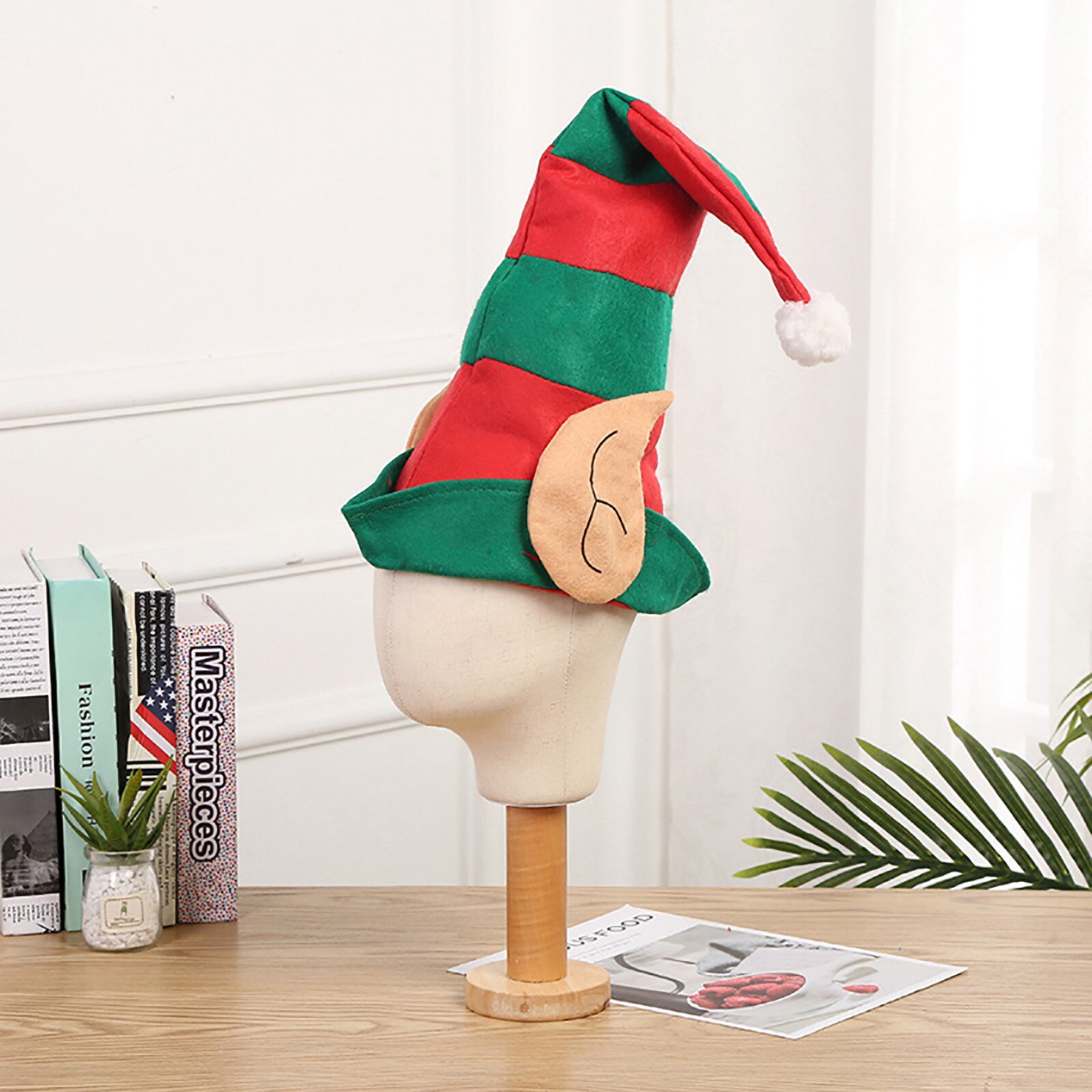 Christmas Elf Hat With Ears Clown Hat Red And Gree... – Grandado