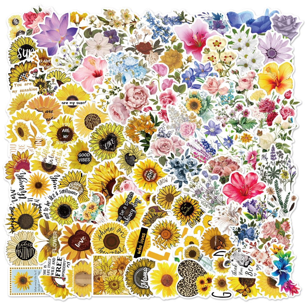 50/100pcs Color Flowers Stickers for Kids Girls Vs... – Vicedeal
