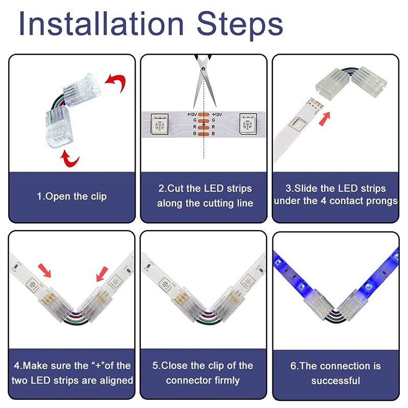 L Shape 4-Pin RGB LED Connectors 6 Packs 10Mm Wide... – Vicedeal