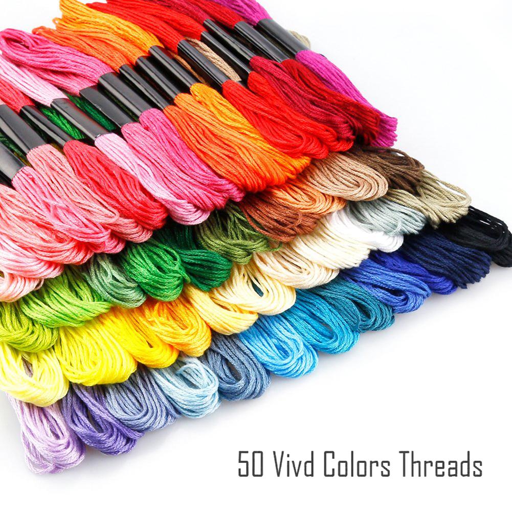 50 Skeins Rainbow Color Embroidery Thread Cross St... – Vicedeal