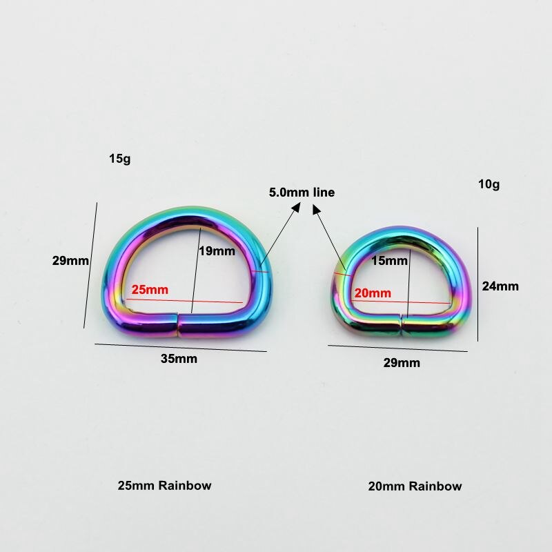 50pcs 25mm 20mm Opened D ring Rainbow round edge a... – Grandado