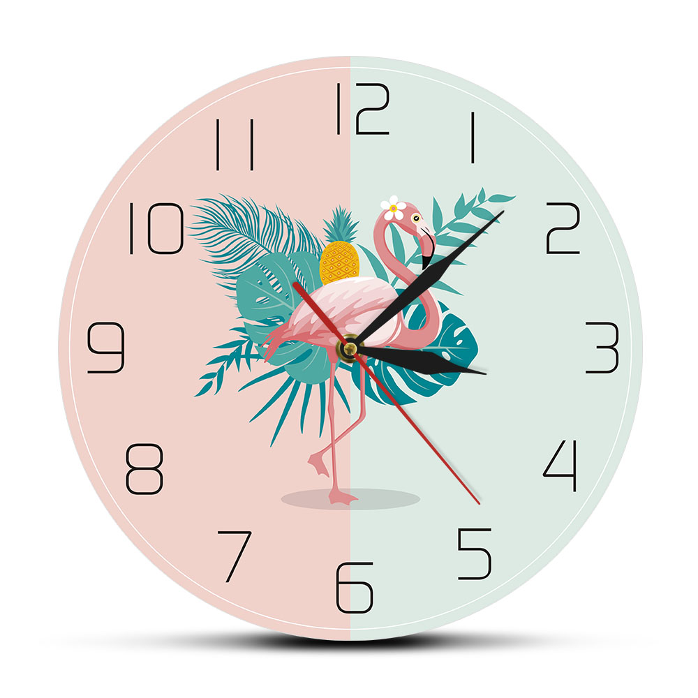 Flamingo Wall Clock Vintage Round Colorful Silent ... – Vicedeal