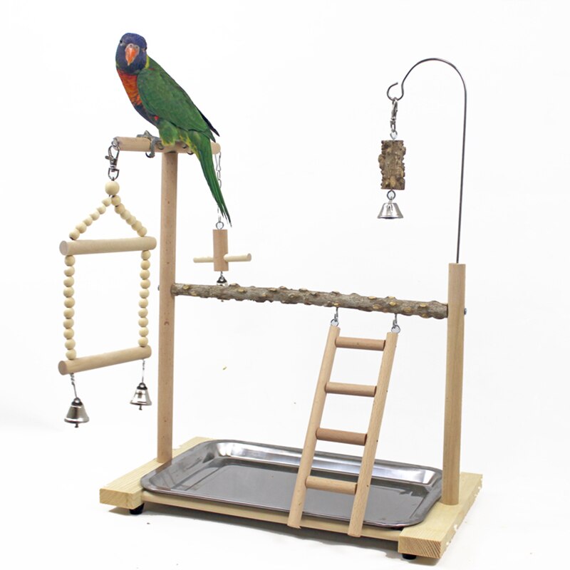 Wooden Parrots Playstand Lovebirds Playground Bird... – Vicedeal