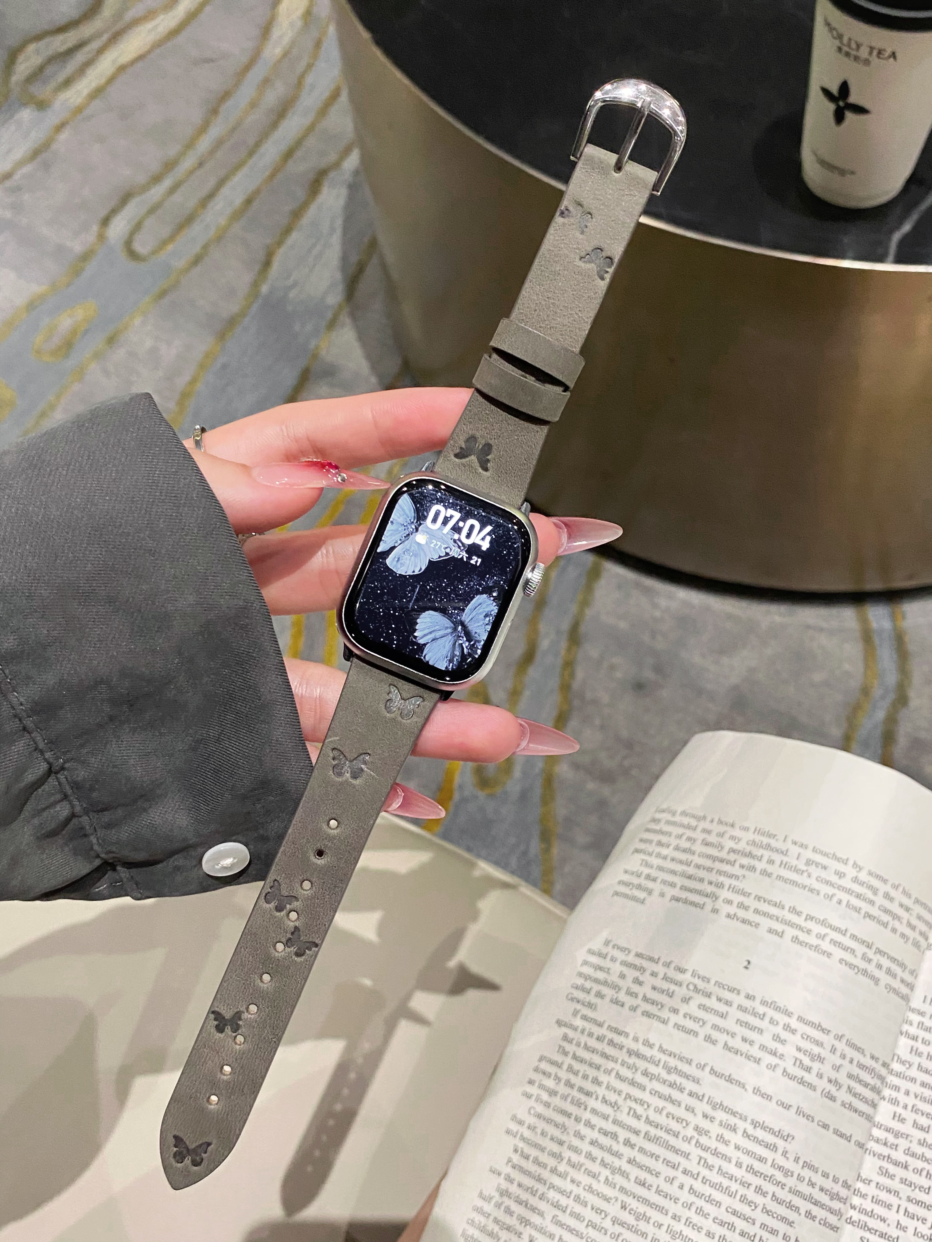 Sommerfuglelæderrem til apple watch-rem, sød armbå... – Vicedeal