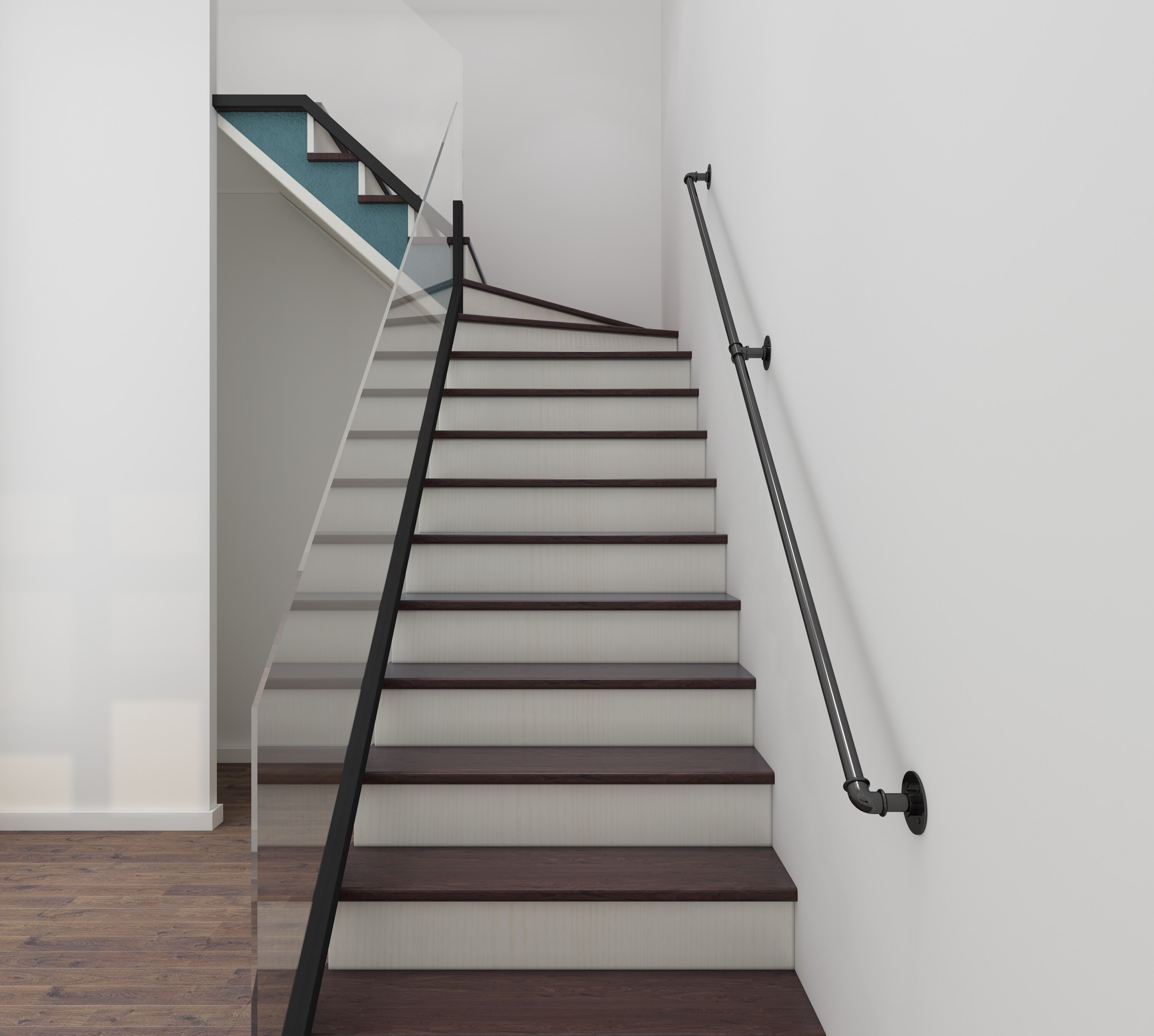 DIYHD 5FT-11FT Stair Black Pipe Handrail With 3 Wa... – Vicedeal