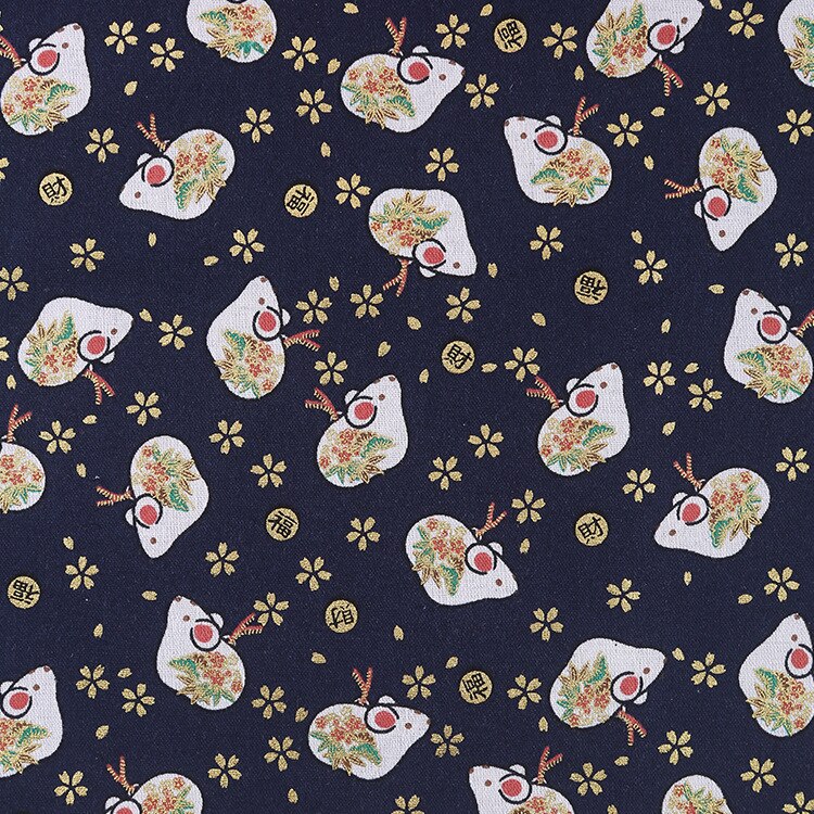 150x100cm Bronze Printed Cotton Fabric Japanese St... – Grandado