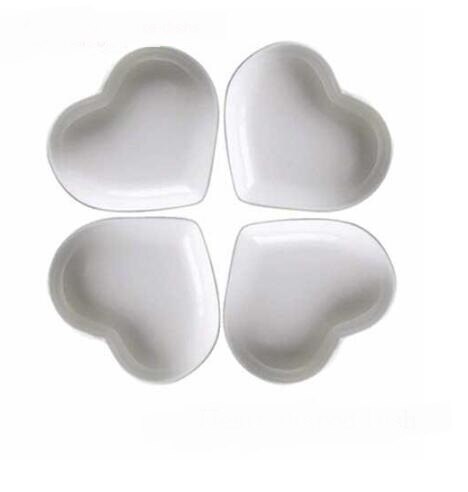 4PCS Cute Heart Small Saucer Shape Mini Plate Cera... – Grandado