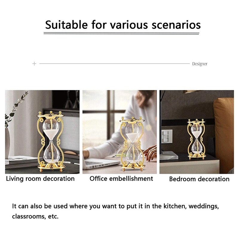 Hourglass Timer, 15 Minutes, Gold Colored, Embosse... – Grandado