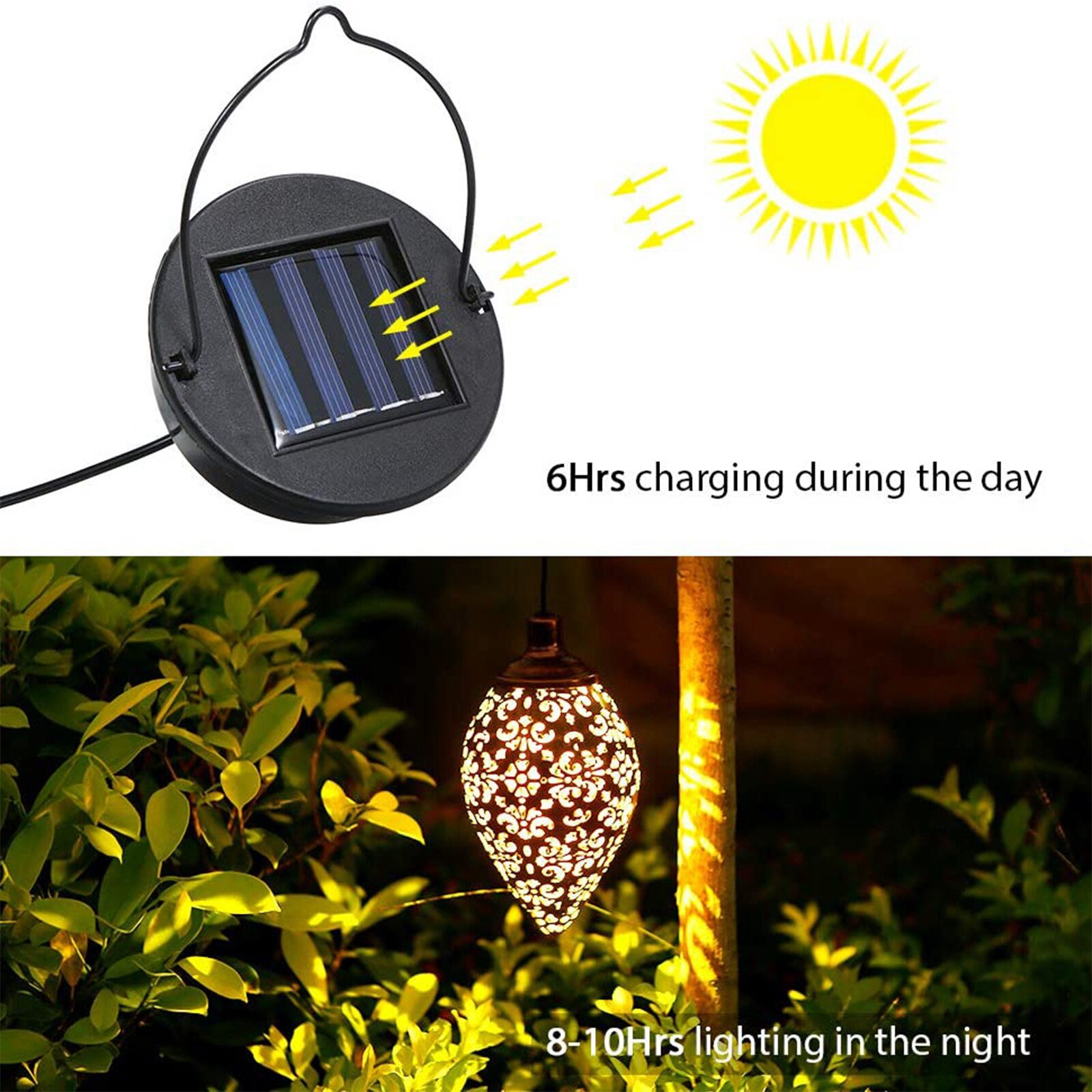 Solar Hanging Lights, Water Drip Olive Shaped, Met... – Grandado
