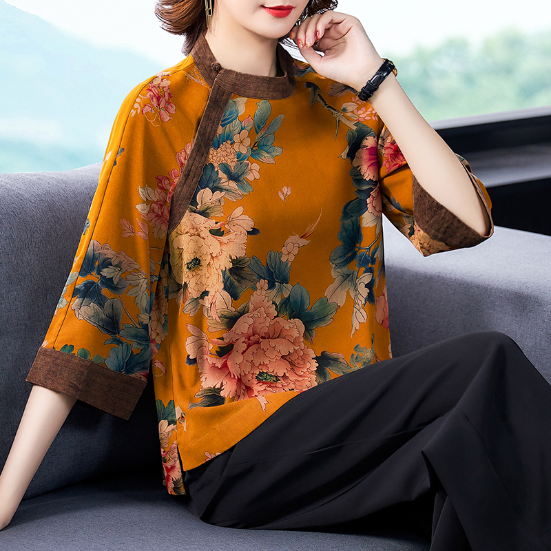2022 womens chinese cheongsam shirt tops floral pr... – Grandado