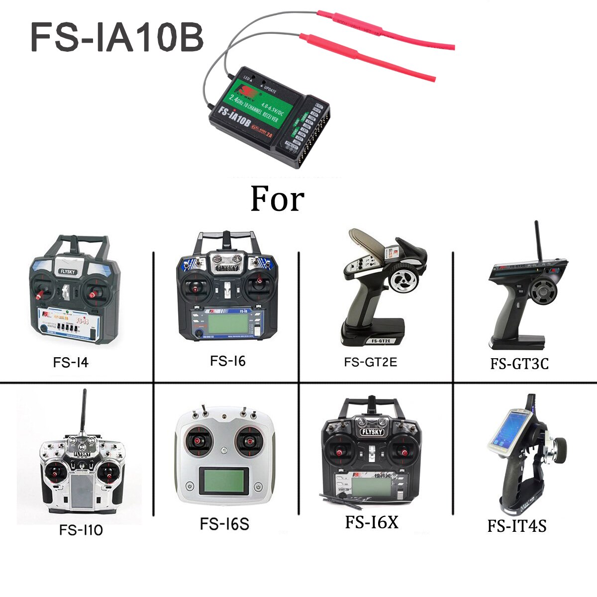 RCmall FS-iA10B Receiver 2.4G 10CH PPM Output Comp... – Grandado