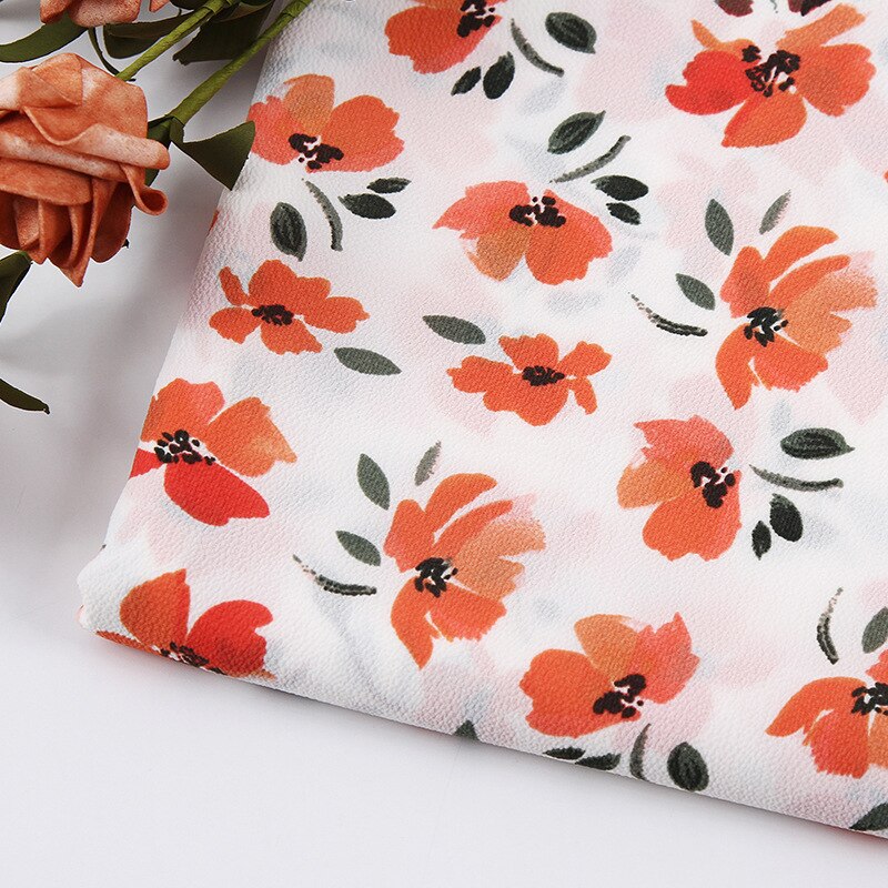 polyester chiffon fabric flower Printed bubble chi... – Vicedeal