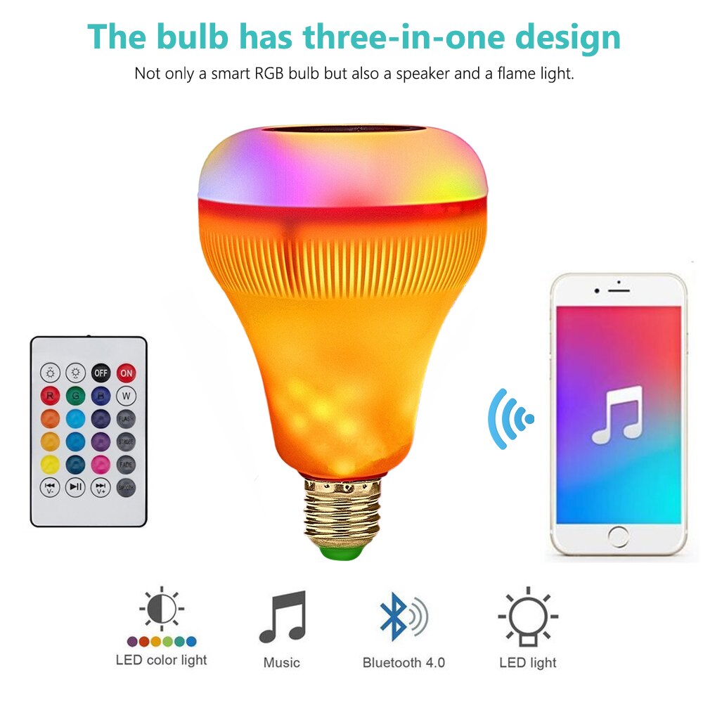 E27 12 w Smart RGB Draadloze Bluetooth Speaker Bul... – Grandado