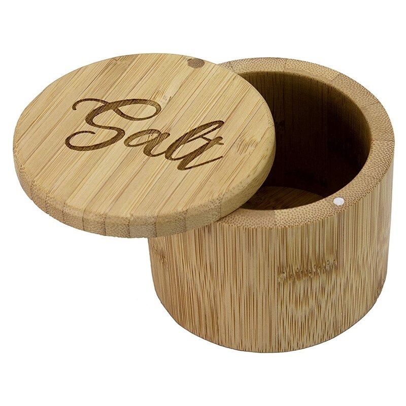Salt Box, Bamboo Storage Box with Magnetic Swivel ... – Vicedeal