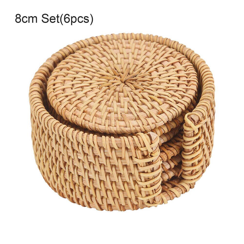 6Pcs 4 Size Handgemaakte Geweven Rotan Coaster Mul... – Grandado