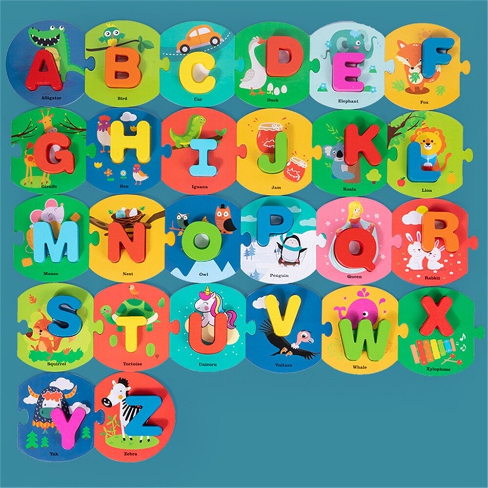 26 Pcs Wooden Abc Alphabet Letters Animal Match Pu... – Vicedeal