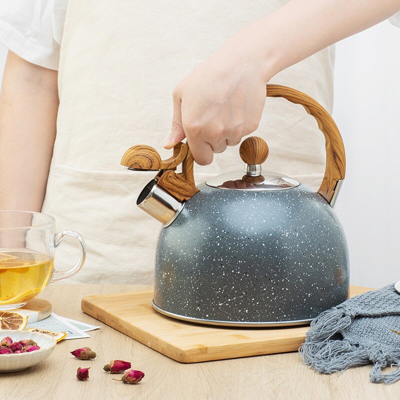 Wood Grain Handle Sound Kettle Stainless Steel Whi... – Grandado