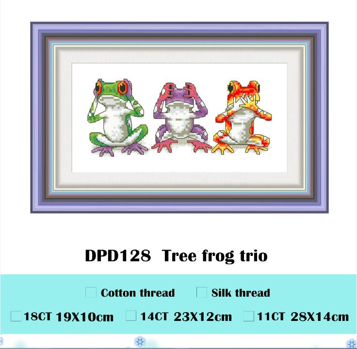 Tree frog trio cross stitch kits cartoon animal 18... – Grandado