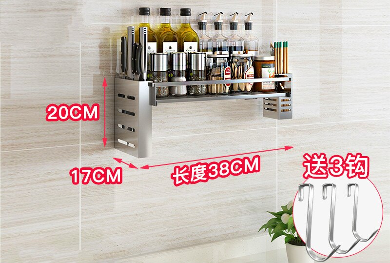 Free punching stainless steel kitchen rack wall-mo... – Grandado