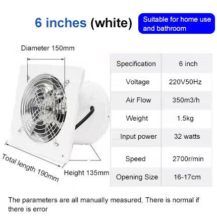 DMWD 40W 6 Inch Exhaust Fan 6" Air Ventilatio... – Vicedeal