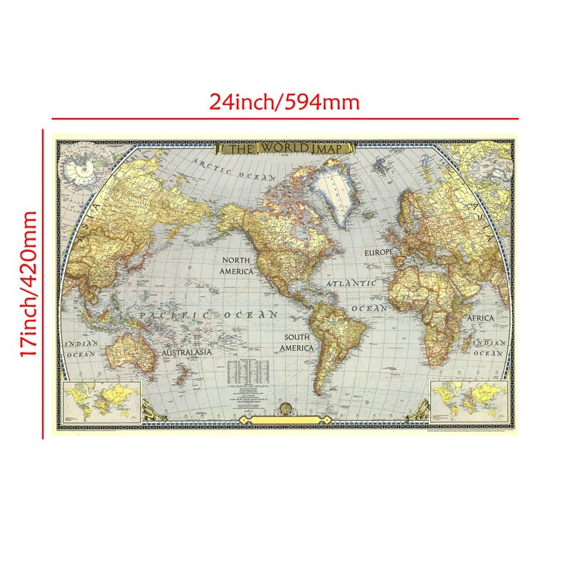 A2 Size The World Map In 1943 Detailed Poster Vint... – Vicedeal