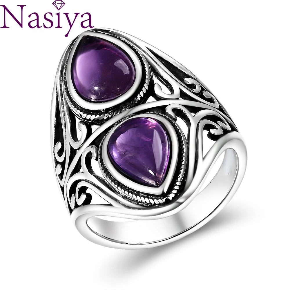 Charms 6 x 9mm natural amethyst s925 sterling sil... – Grandado