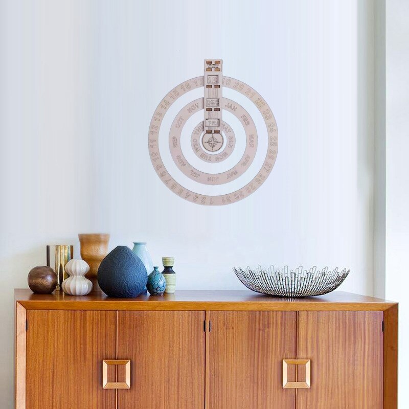 Perpetual Calendar Wooden Calendar-Round Wall Cale... – Grandado