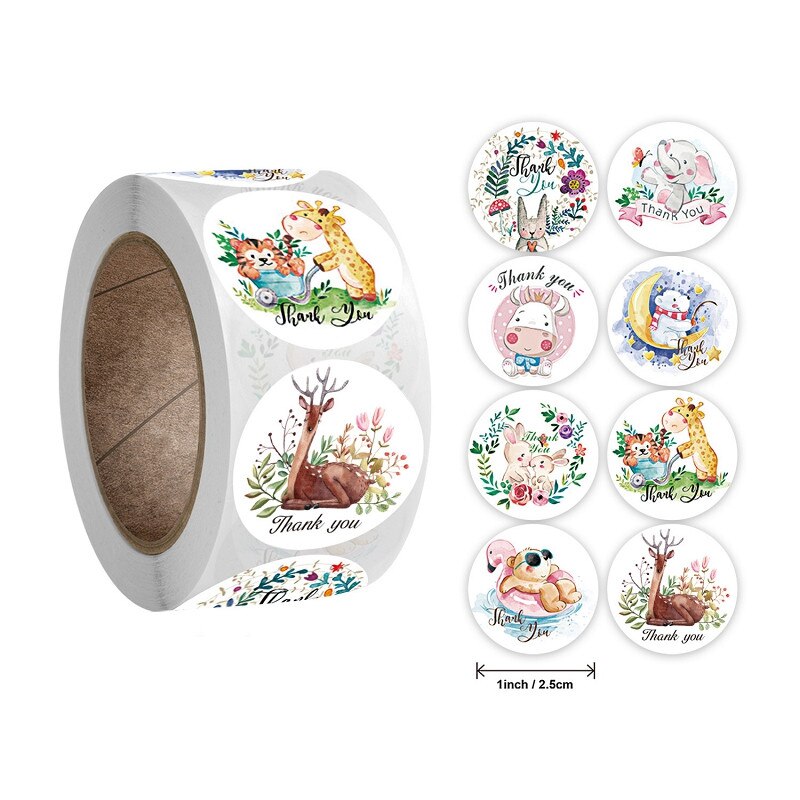 500pcs 8 Styles Kawaii Animals Thank You Stickers ... – Grandado