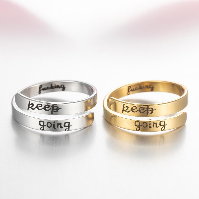 Engrave Letter Ring For Women Punk Word I am enoug... – Vicedeal