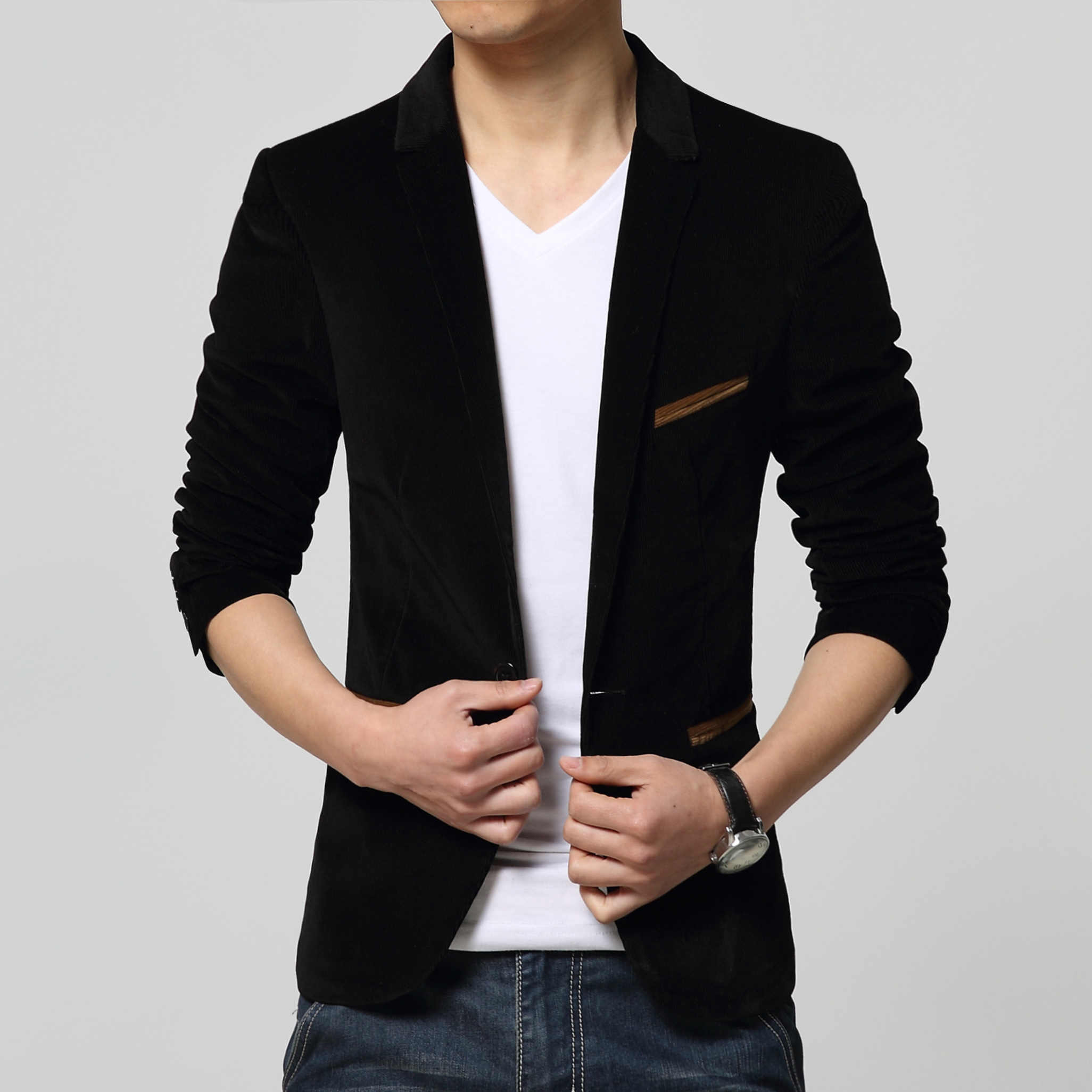 Autumn/Spring Mens Smart Casual Blazer Single Butt... – Grandado
