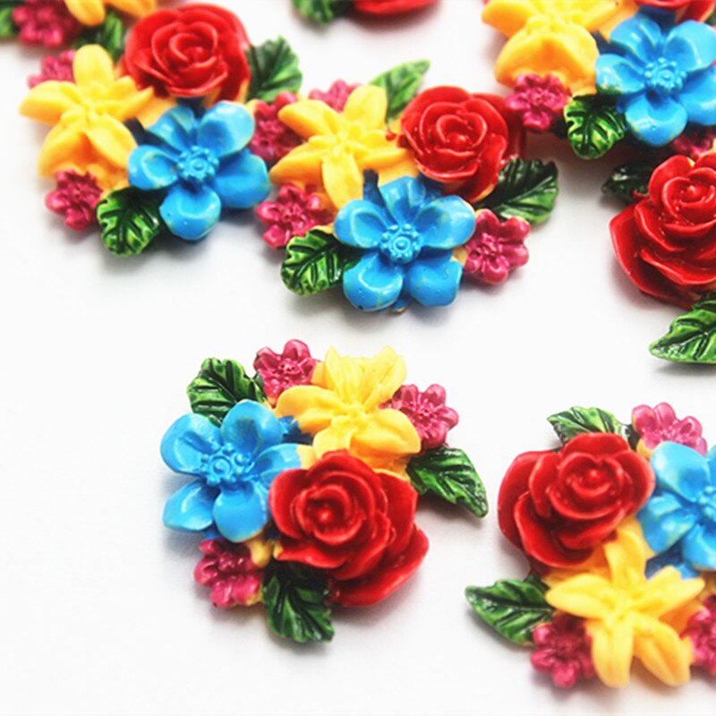 10pcs Cute Exquite Multicolor Painted Resin Flower... – Grandado