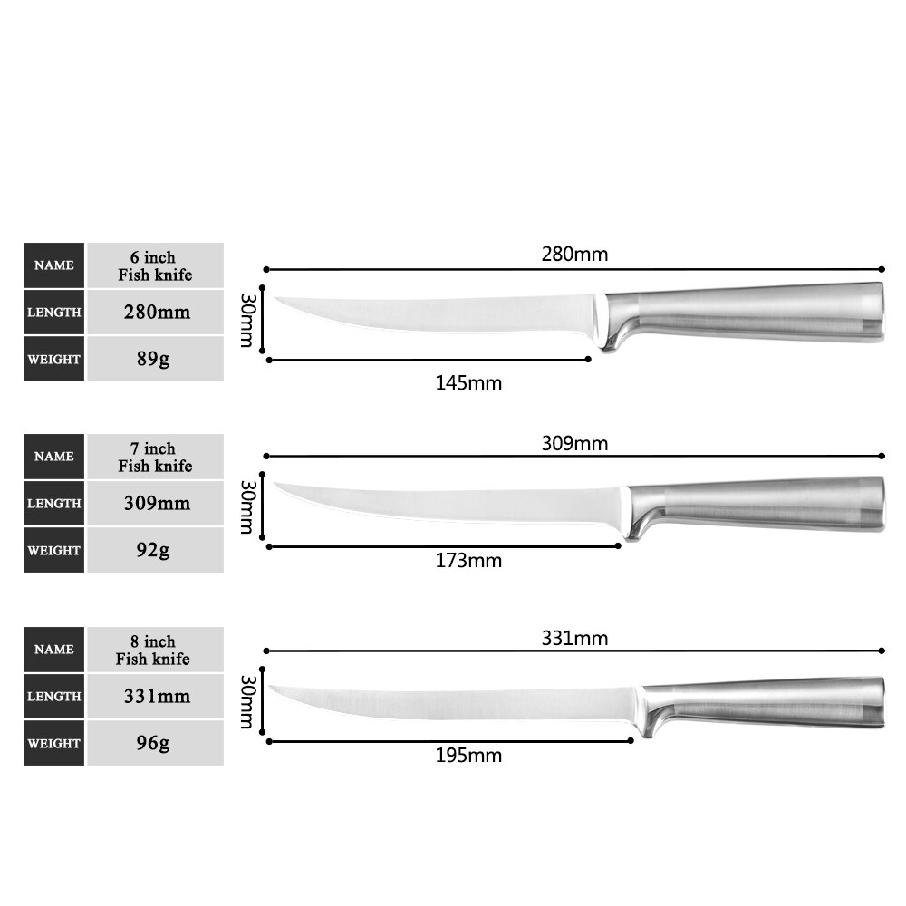 Qing 6" 7" 8" inch Fish Fillet Knife Stainless Ste... – Vicedeal