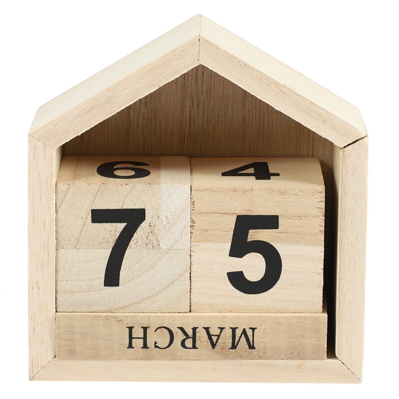 Vintage Huis Vorm Perpetual Kalender Houten Bureau... – Vicedeal