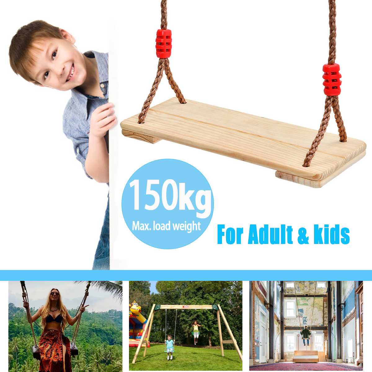 Adults Children Swing Chair Wooden Toy Swing Rocki... – Vicedeal