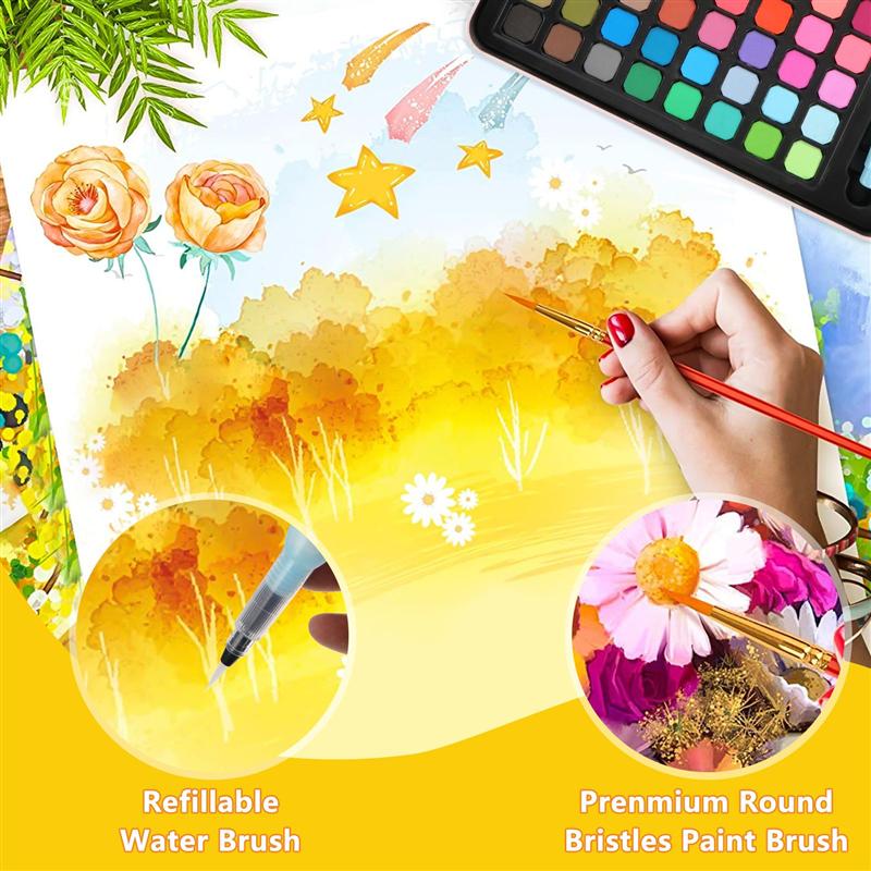 48-Color Watercolor Paint Set Practical Painting S... – Grandado