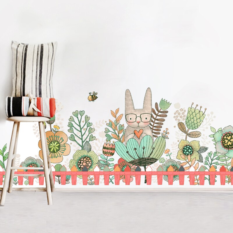 A B C Style Animals and Flowers Small Fence Wall f... – Grandado