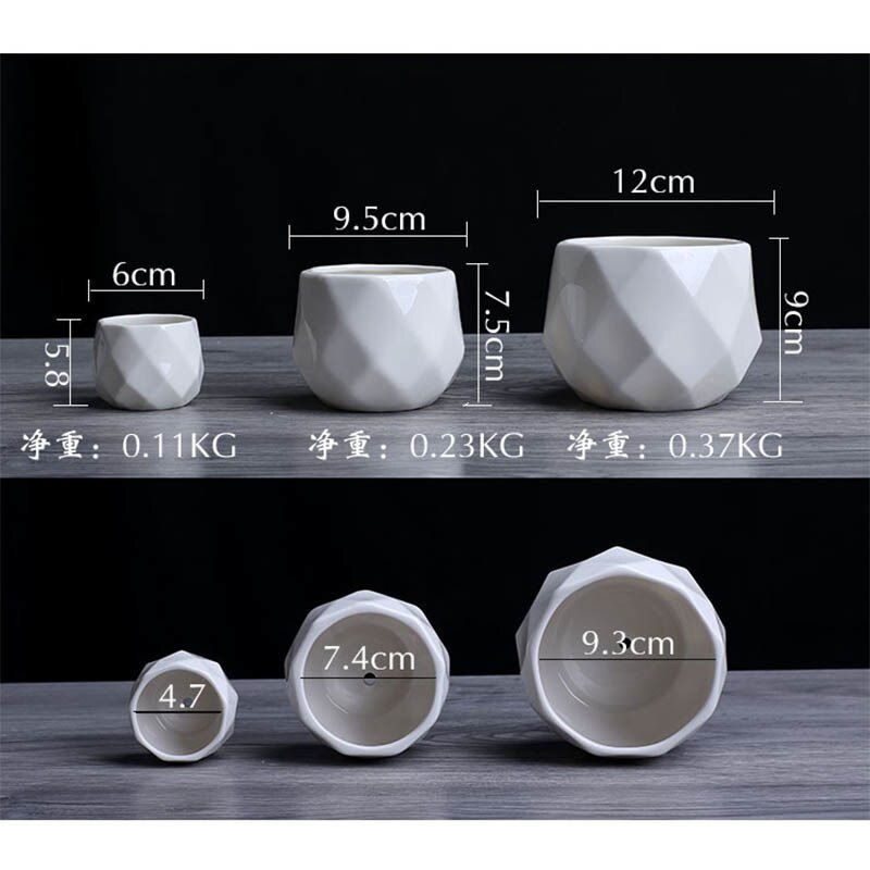 Ceramic Diamond Geometric Flowerpot Simple Succule... – Vicedeal